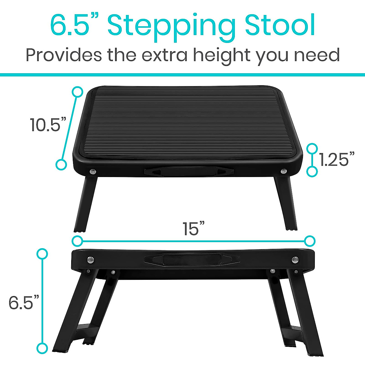 Vive Small Foot Step Stool for Adults (250LBS) - Portable, Foldable Platform - Reinforced Steel Design & Non-Slip Anti Skid Traction - Lightweight & Sturdy - Kitchen, Bedroom, Bathroom, Kids