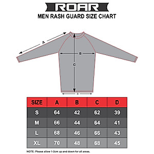 ROAR Rash Guard Short Sleeve MMA Grappling Jiu Jitsu Training Gear Fight Shirts (X-Large, Darken/Red Sleeve)