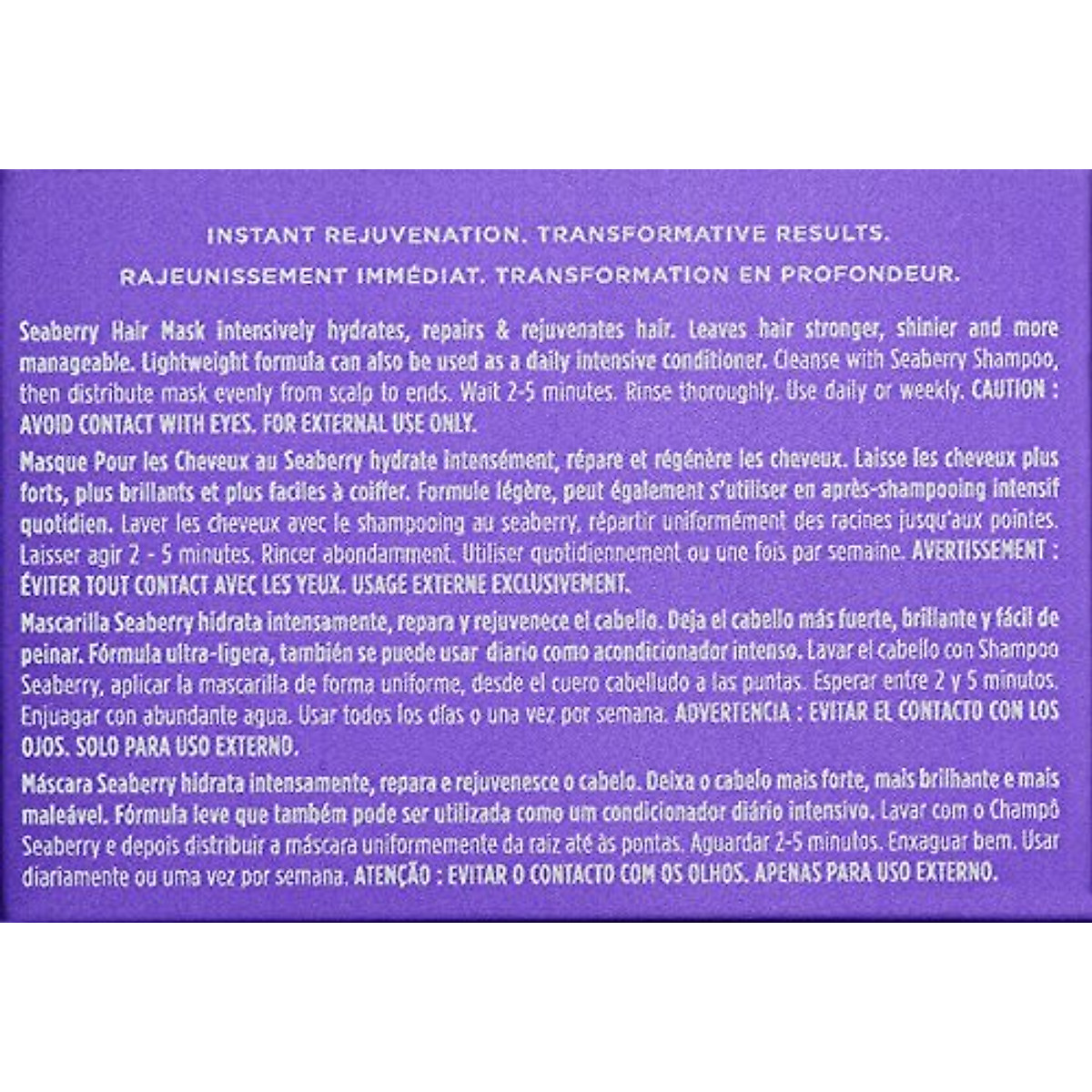 Obliphica Seaberry Hair Mask - Deep Conditioning Hydrating Treatment for Dry and Damaged Hair - Moisturizing Hair Repair and Growth Mask for Medium, Coarse, and Color-Treated Hair - 8.5 Ounces