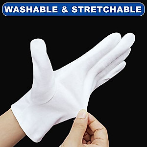 10 Pairs White Cotton Gloves for Dry Hands, Inspection Gloves Soft Coin Jewelry Silver Stretchable Gloves
