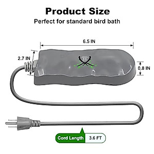 GESAIL Birdbath Deicer, Waterproof Birdbath Heater for Outdoor in Winter with Thermostatically Controlled, Constructed of Cast Aluminum Immersion Deicer for Garden Patio Yard and Lawn, 50 Watt, Grey