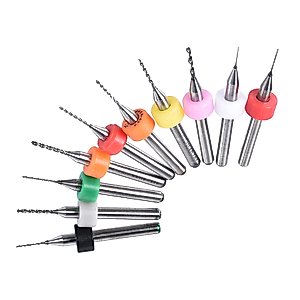 CoCud Micro PCB Drill Bits, 1/8" Shank 0.3mm-1.2mm Cutting Edge, Print Circuit Board Drill Bit - (Applications: for CNC Drilling Engraving Machine), 2-Set (20-Pieces)