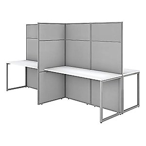 Bush Business Furniture Easy Office 4 Person Cubicle Desk Workstation, 60W x 66H, Pure White