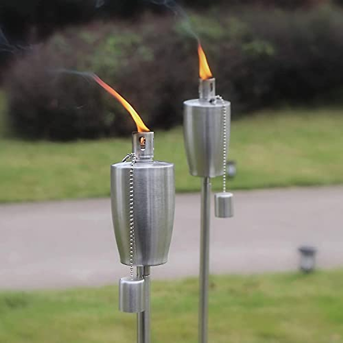 Oil Torch Lamp Torch for Patio/Garden/Lawn/Backyard - 55 inch - Stainless Steel - Fiber Glass Wick - Set of 4 Pieces-Outdoor Oil Lamp for Citronella
