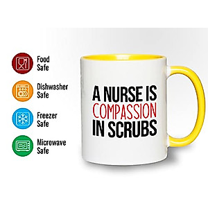 Bubble Hugs Nurse 2Tone Yellow Mug 11oz - A nurse is compassion - Labor Clinical Certified Nursing Assistant Surgical Emergency Oncology Practitioner