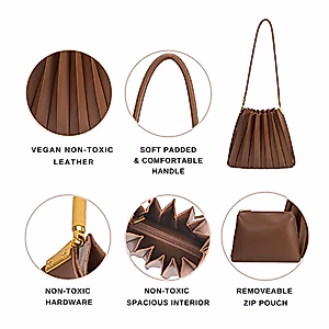 Melie Bianco Carrie Bag - Luxury Faux Leather Shoulder Bag - Vegan Purse with Matching Pouch - 100% Cruelty-Free Fabric - Bone