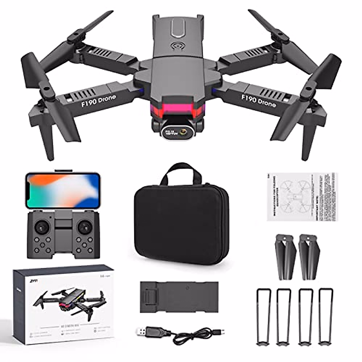 Mini Drone with Daul 4k Hd Fpv Camera Remote Control Toys Gifts with Altitude Hold Headless Mode One Key Start Speed Adjustment 2.4ghz Technology Adopted for Anti-Interference