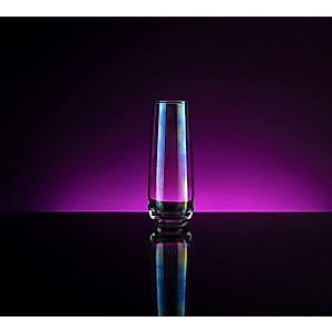 Iridescent Luster Pearl Radiance Set of 4 Champagne Glasses 10oz Each - Radiance White Pearl Whimsy and Nostalgia Large Wine Glass, Colored Wine Glasses, Iridescent Wine Glasses, Rainbow Glasses