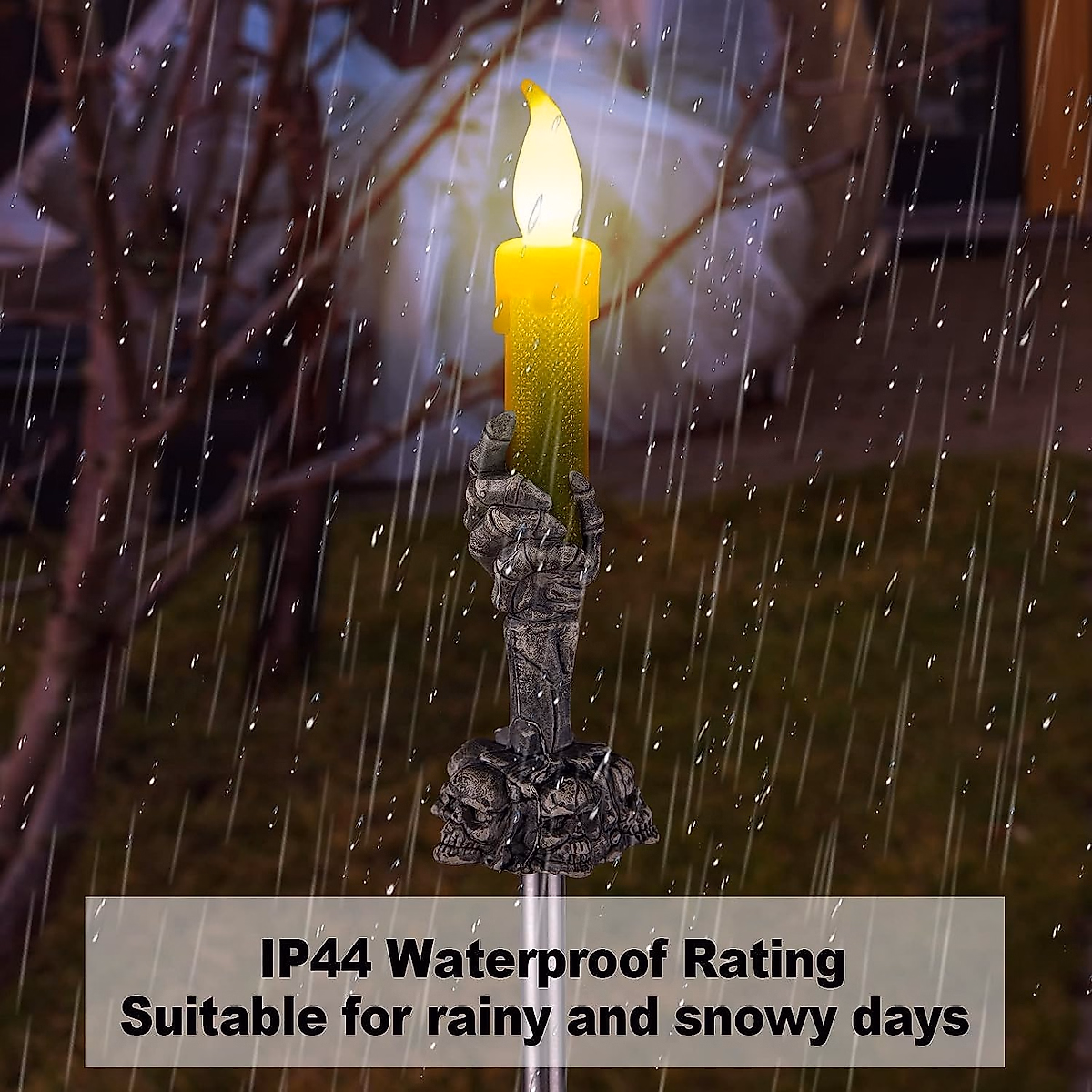 VOGVOG Halloween Pathway Lights, 5 Pack Candle Skull Hand Candle Holder, LED Halloween Decor Candle Lights, Solar Powered, Indoor and Outdoor Party Home Garden Porch Halloween Decoration