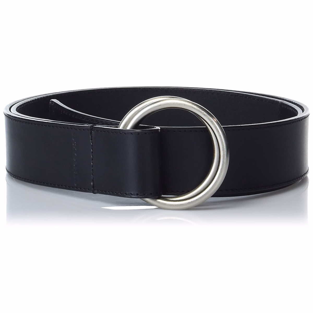 Lucky Brand Women Leather Bold Fashion Statement Belts, Double Ring Pullback-Black, L/XL (31-35")