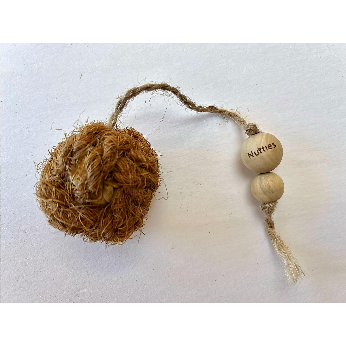 Nutties for Cats - New - Catnip/silvervine Inside, Coconut Fiber Ball, Coffee Wood Beads on Tail