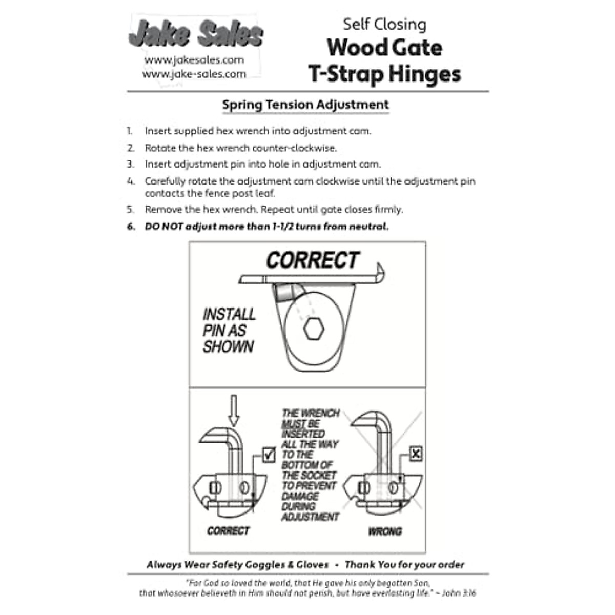 Black T-Strap Self Closing Wood Gate Hinges - Wood Fence Hinge Gate Kit, 8" T-Gate Hinges - Wood Gate Hardware (1 Pack)