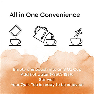 QuikTea Vegan Turmeric Ginger Chai Tea Latte Mix - 10 Count Single Box - All Natural, Non GMO, Vegan Certified | Convenient & Easy Dairy Free Instant Chai Tea Mix | Healthy Coffee Alternative