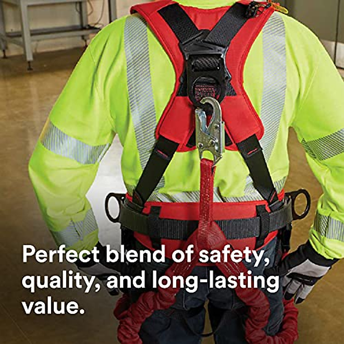 3M Protecta PRO 1340161 6', 100-Percent Elastic Shock Absorbing Lanyard, Snap Hook At Center, Steel Rebar Hooks On Leg Ends, 310 lb. Capacity, Red