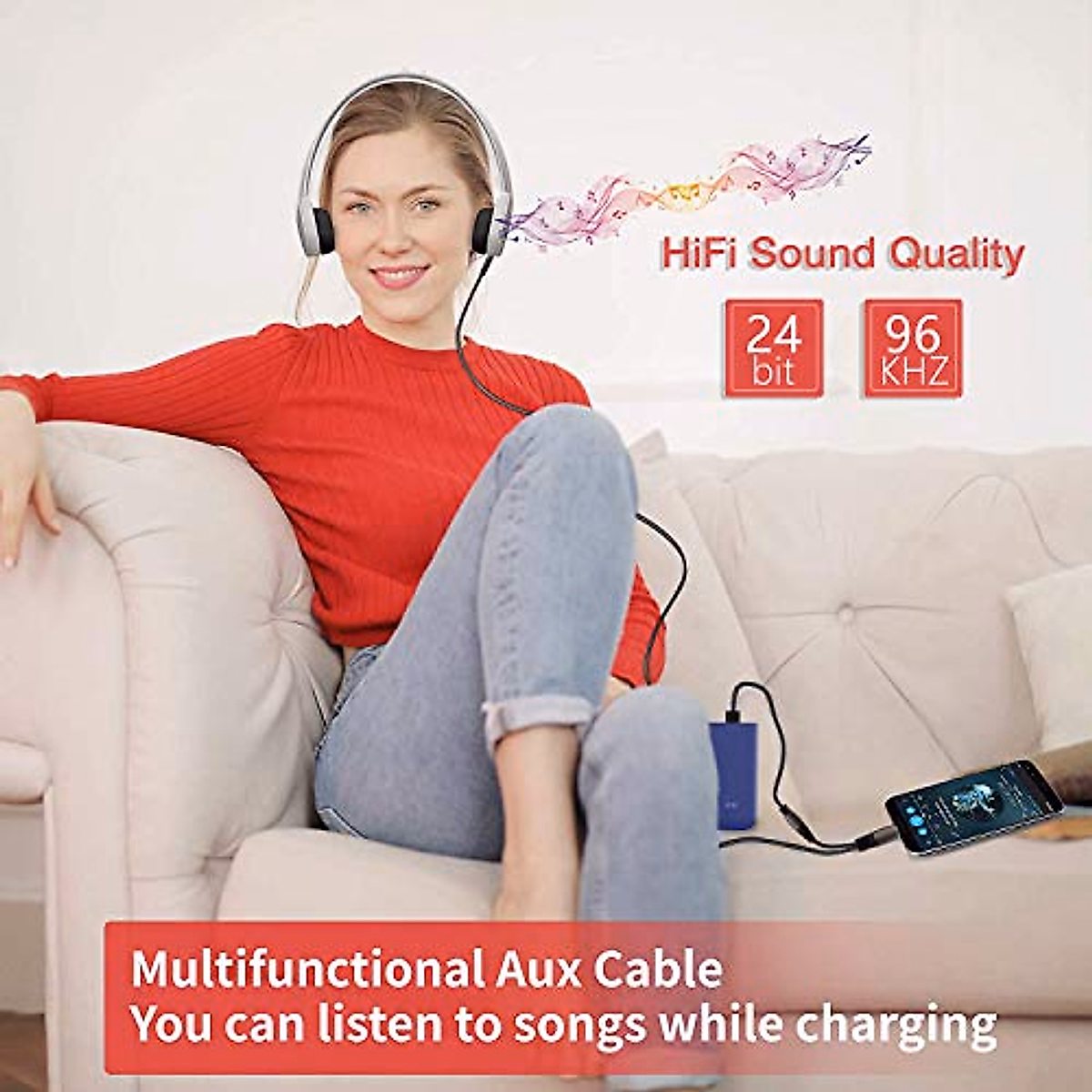 USB C to 3.5mm Aux Cable with Charger, 2 in 1 USB C to 3.5mm Car Stereo Headset Audio Cable with Charging Adapter Compatible with Samsung Galaxy S22/S22 Ultra/S21/S21FE/Note 10, Google Pixel 5/4/3/2