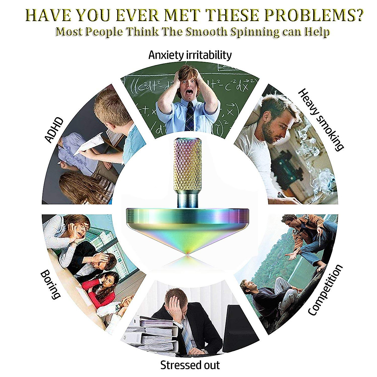 Colorful Metal Spinning Top Stainless Steel Precision Gyroscope Anti-Gravity Spinner Top Perfect Balance Desktop Toy, Unique Gift for Men/Adults