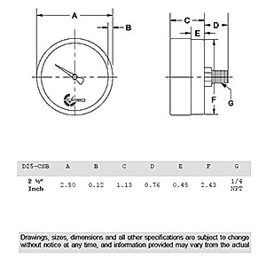 CARBO Instruments 2-1/2" Pressure Gauge, Chrome Plated Steel Case, Dry, Compound Vacuum -30 Hg - 0-30 psi Back Mount 1/4" NPT