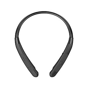 LG TONE Wireless Stereo Headset with Retractable Earbuds NP3, Black, Small