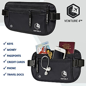 Travel Money Belt, RFID Blocking for Men & Women - Ideal for Keeping Your Cash, Credit Card, Passport, Phone Safe When Traveling (Pure Black)