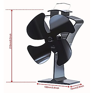 HAWCAFU Wood Stove Fan 4 Blades Fireplace Fan Heat Stove Fan Pellet Stove Fan for Fireplace/Burner/Logs/Fireplace