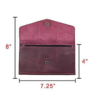 Hide & Drink, Triple Card Wallet, Holds Up to 3 Cards Plus Flat Bills & Coins, Cash Organizer, Zippered Pouch, Accessories, Full Grain Leather, Handmade, Sangria