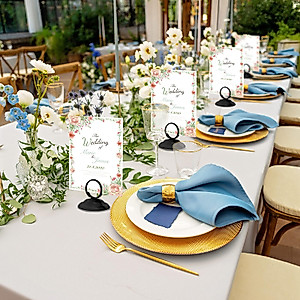 MotiMind 24 Pcs Table Number Holders Metal Place Card Holders Table Card Holder Stands Table Sign Holders Table Number Stands Tabletop Menu Holders for Wedding Restaurant Banquet Birthday (Black)