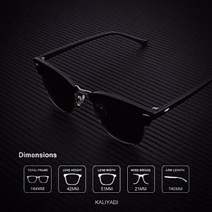 KALIYADI Polarized Sunglasses for Men and Women Semi-Rimless Frame Driving Sun glasses UV Blocking
