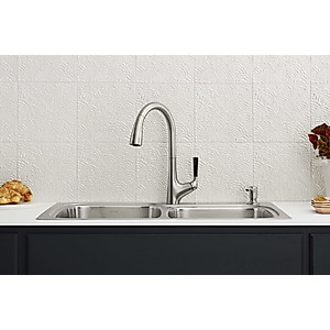 Kohler K-R562-SD-VS Malleco Pull-down Kitchen Sink Faucet with Soap/Lotion Dispenser, Vibrant Stainless