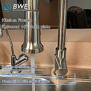 BWE Square 10 Inch Kitchen Sink Faucet Hole Cover Deck Plate Escutcheon Brushed Nickel