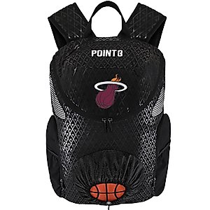 Point 3 Miami Heat Road Trip 2.0 Backpack Basketball Backpack with Drawstrong Closure | Ventilated Mesh Shoe Pocket Compartment | Black
