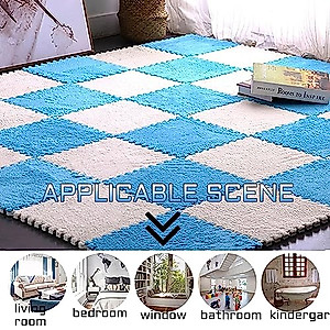 16 Pieces Interlocking Foam Floor Mat Area Rugs with Borders, 12x12in Plush Soft Puzzle Split Joint Carpet Mats-Anti-Slip Protective Exercise Fitness Padding(Color:Deep Pink)