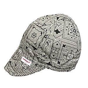 Comeaux Caps Reversible Welding Cap Grey Bandana Size 7 3/4