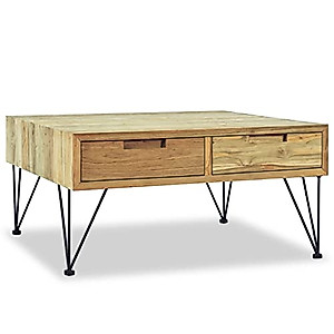 QJBSAVVA Coffee Table 31.5"x31.5"x15.7" Solid Teak,Entrance Table Tray Tables Center Table Low Table Suitable for Meeting Rooms, Reception Rooms, Offices