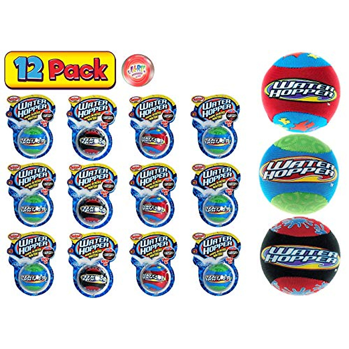 Water Hopper Ball Toy Pack (8 Pack Assorted) by Ja-Ru. Bouncing Water Skip Ball. Water Balls for Pool and for Beach Game. Squishy Skipper Water Bouncy Balls for Kids and Adults. Plus 1 Collectable Bouncy Ball 880-8B