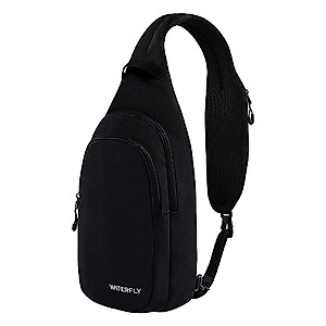 WATERFLY Crossbody Casual Bag Daypack: Small Sling Bag with Wet Bag for Men Black