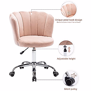 Recaceik Velvet Home Office Chair, Modern Adjustable Swivel Shell Desk Chair for Living Room Upholstered Cute Vanity Chair with Wheels, Comfy Task Chair Accent Chair for Living Room