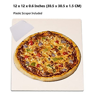 Waykea 12x12x0.6 Inch Pizza Stone Square Baking Stone | Premium Cordierite Pizza Grilling Stone for Grill Oven RV Oven | Bake Homemade Golden Crispy Crust Pizza