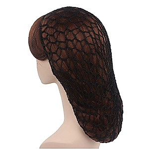 Uyeesi 2 Pcs Mesh Crochet Hair Net Cap Rayon Hair Net Snood Hat Crochet Knit Hair Cap Hairnet Hats Mesh Hair Cover Sleep Cap for Women Sleeping Long Hair Short Hair Curly Hair Black, Blue