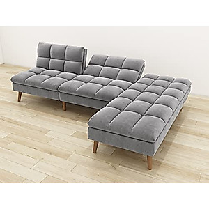 Gold Sparrow Bovey Convertible Sofa Bed Sectional, Fog