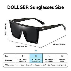 Dollger Square Oversized Sunglasses for Women Men Trendy Fashion Flat Top Big Black Frame Shades black and pink
