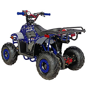 HHH ATV Boulder 110B1 Gas 110cc ATV for Kids Quads Youth ATV Quad ATVs Fully Automatic Children 4 Wheeler (Blue Spider Color)