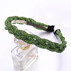 St.Patrick’s Day Headband Green Rhinestone Stripes Twist Hairband Crystal Irish Green Lucky Party Hair Accessories for Women