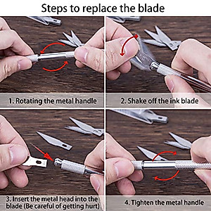 SAVITA Hobby Knife Set Solid Metal Pen Knife Small Carving Craft Utility Knife Kit for DIY Art Work Cutting Tool Including 2-Pack Handles and 40-Pack Spare Replacement Blades