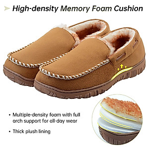 Vonair Mens Moccasin Slippers Indoor Outdoor Slip on Warm House Shoes Breathable Moccasins for Men 10 US Beige