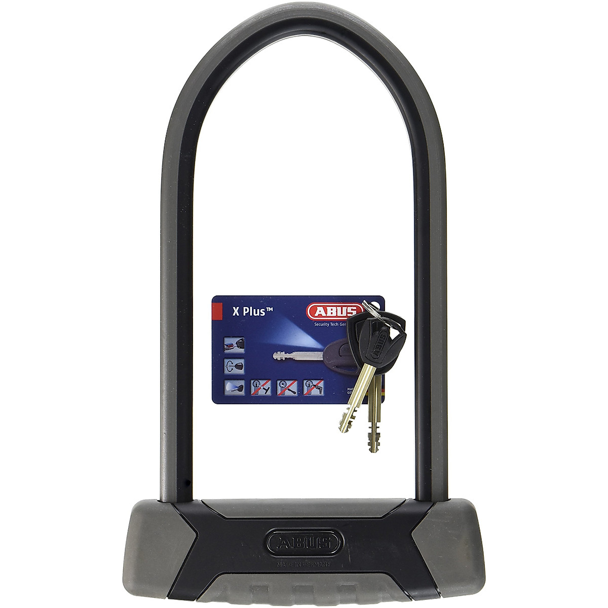 ABUS U-lock Granit XPlus 540, Bike Lock with XPlus Cylinder, High Protection Against Theft, ABUS Security Level 15, Black/Grey