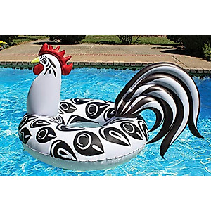 Poolmaster Rooster Inflatable Swimming Pool Party Float (48 Inch), Black/White/Red