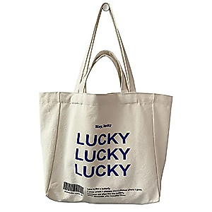 Shopping Bag Tote Bag Canvas Reusable Shoulder Bag handbag with inside pocket for shopper everyday life One Size
