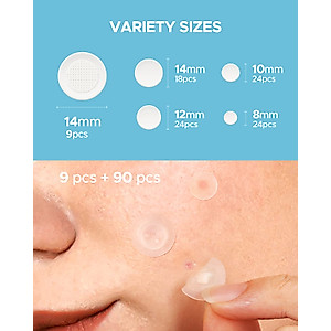 TKTK Self-Dissolving Microdart Acne Pimple Patches for Zits and Blemishes with 100% Pure Hyaluronic Acid, 4 Sizes Acne Absorbing Cover Patch, Acne Spot Treatment Stickers for Face and Skin (99 Count)