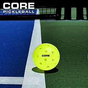 CORE Pickleball Balls for Professionals and All Levels of Play, USA Pickleball Approved Durable Outdoor Pickleball Balls with 40 Holes (6 Pack FBM)