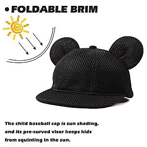 JANGANNSA Baby Mesh Cap Toddler Kids Sun Hat Mouse Ears Cute Cartoon Caps Summer (1-3Y,Black)